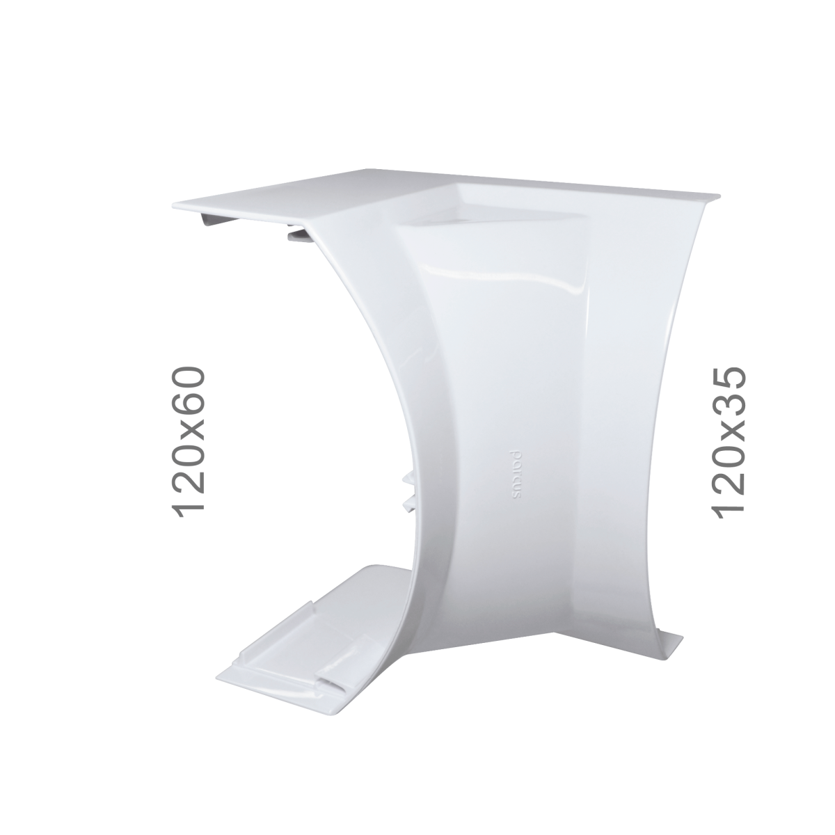 Curva Interna 90° Raiada 120x60 c/ redução p/ 55x20 – Parcus Design